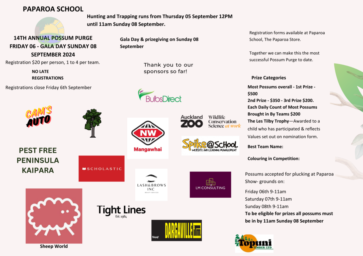 Possum Purge 2024 – Paparoa Primary School